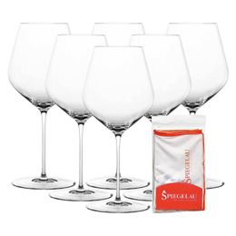 Rotweinglas Spiegelau "Burgundergl&auml;ser + Poliertuch Hi-Lite 734 ml 6er Set transparent", bunt (transparent), Glas, Trinkgef&auml;&szlig;e, Rotweinglas