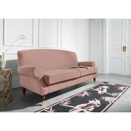 3-Sitzer Home Affaire "Rennes", rosa (ros&eacute;), B:200cm H:90cm T:93cm, Samtoptik ( 100% Polyester);Baumwollmix (50% Baumwolle, 50% Polyester), Sofas, 3-Sitzer, in Samtoptik oder Baumwoll-Mix