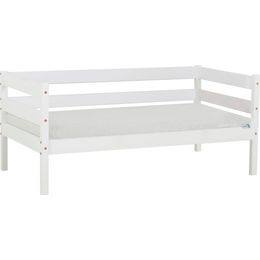 Einzelbett Hoppekids "ECO Comfort Kinderbett, Kiefer Massivholz, Jugendbett inkl. Rollrost", wei&szlig;, B:76cm H:65cm L:166cm, Kiefer massiv, Betten, Einzelbett, 70x160 cm, wahlweise in verschieden Farben/ Matratze/ Absturzsicherung