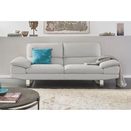 3-Sitzer Calia italia "Dave, Sitzkomfort der Extraklasse, tolle Details", grau, B:221cm H:87cm T:97cm, Leder SORRRENTO - 100% Leder;Leder BULL- 100% Leder, Sofas, 3-Sitzer, Designsofa auf Kufenfu&szlig;, in zwei Lederqualit&auml;ten