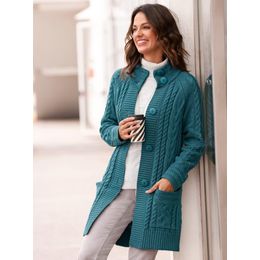 Strickjacke Inspirationen, Damen, Gr. 40, blau (petrol), 50% Baumwolle, 50% Polyacryl, unifarben, Strickjacken Strickjacke