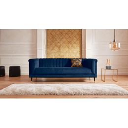 3-Sitzer Home Affaire "Chamby", blau (dunkelblau), B:210cm H:71cm T:85cm, 100% Polyester;Samtoptik (100% Polyester), Scheuertouren >100.000, Pilling: 5, Sofas, 3-Sitzer, mit Holzrahmen unten und Steppung im Lehnenbereich