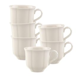 Villeroy & Boch Tasse VILLEROY & BOCH "Kaffeetassen Manoir 120 ml 6er Set wei&szlig;", wei&szlig;, Porzellan, Trinkgef&auml;&szlig;e, Tasse