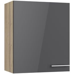 H&auml;ngeschrank Optifit "Lilly", schwarz (anthrazit lackiert, wildeiche, wildeiche), B:60cm H:70,4cm T:34,6cm, Holzwerkstoff, Schr&auml;nke, H&auml;ngeschrank, Breite 60 cm, 1 T&uuml;r, 2 Einlegeb&ouml;den