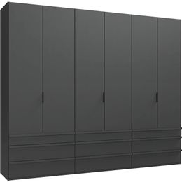 Faltt&uuml;renschrank wimex "Oxford by fresh to go, in der Breite 300cm, in 2 H&ouml;hen erh&auml;ltlich", grau (grafit), Schr&auml;nke, Kinder, Grafit, B/H/T: 300cm x 236cm x 58cm, Schubladen: 9 Stk. T&uuml;ren: 6 Stk. ohne Spiegel, Holzwerkstoff, Faltt&uuml;renschrank, mit hochwertigen Faltt&uuml;ren f&uuml;r den perfekten &Uuml;berblick, B:300cm H:236cm T:58cm
