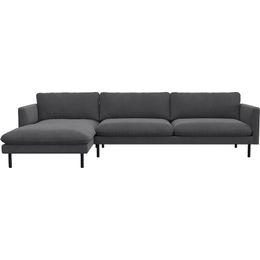 Ecksofa FLEXLUX "Bolzano, elegant und bequem, L-Form", grau (dervit grau), B:294cm H:61cm T:165cm, 100% Polyester, Sofas, Ecksofa, Sitzaufbau mit Kaltschaum & Stahl-Wellen, loose Sitz -& R&uuml;ckenkissen
