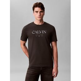 T-Shirt Calvin Klein, Herren, Gr. S, pirate schwarz, Web, Obermaterial: 100% Baumwolle, unifarben, regular fit normal, Rundhals, eingesetzt abgesteppte Kante, Shirts T-Shirt, Regular fit, mit Rundhalsausschnitt