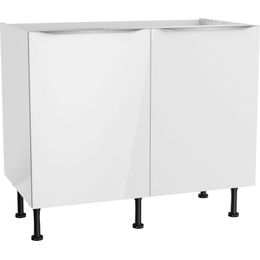 Sp&uuml;lenschrank KOCHSTATION "KS-Aken", wei&szlig; (wei&szlig; hochglanz, wei&szlig;), B:100cm H:87cm T:58,4cm, Schr&auml;nke, Sp&uuml;lenschrank