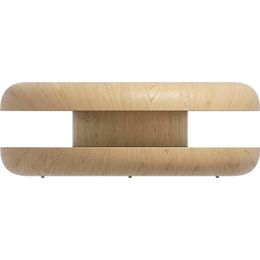 Couchtisch Salesfever "drehbar - runder Design-Wohnzimmertisch aus Holz", beige (natur), B:90cm H:35cm T:90cm, MDF mit Eichenholzfurnier, Tische, Couchtisch, Stilvoller & moderner Tisch mit Echtholzfurnier, &Oslash; 90 cm