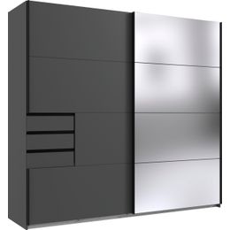 Schwebet&uuml;renschrank wimex "Saigon", grau (graphit, schwarz), B:225cm H:208cm T:64cm, Holzwerkstoff, Schr&auml;nke, Schwebet&uuml;renschrank, mit Spiegelt&uuml;r, 2 T&uuml;ren, 225cm breit