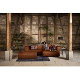Ecksofa W.Schillig "around-the-block", braun (cognac z69), B:300cm H:66cm T:164cm, Longlife Xtra-Leder Z69: Das feinnarbige, gedeckte Softleder Z69 besticht durch seine au&szlig;ergew&ouml;hnliche Weichheit im trendigen &raquo;Vintage-Look&laquo;, Hautst&auml;rke 0, 9 - 1, 1 mm;Longlife fabric Flachgewebe T88 (100% Polyester), Sofas, Ecksofa, inklusive Hocker, mit eleganter Biese, mit Federkern