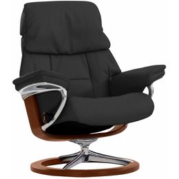 Relaxsessel stressless "Ruby", schwarz (schwarz batick), B:76cm H:100cm T:75cm, Leder PALOMA: durchgef&auml;rbtes Semianilin-M&ouml;belleder;Leder BATICK: durchgef&auml;rbtes und genarbtes M&ouml;belleder, Sessel, Relaxsessel, mit Signature Base, Gr&ouml;&szlig;e S, Gestell Eiche, Wenge, Braun & Schwarz