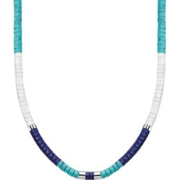 Kette ohne Anh&auml;nger Thomas Sabo "mit blauen Steinen" Gr. 42, blau (silberfarben, dunkelblau, hellblau, wei&szlig;), Halsketten, Damen, 42, Silber 925 (recycelt), B: 1mm, Kette ohne Anh&auml;nger, mit Achat, Lapislazuli, T&uuml;rkis-Imitat, B:1mm