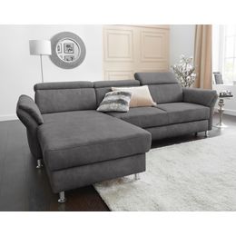Sit & More Ecksofa SIT & MORE "Avignon L-Form", grau (anthrazit), B:259cm H:97cm T:172cm, Flachgewebe (90% Polyester, 10% Polyamid);Luxus-Microfaser (100% Polyester);Struktur (100% Polyester), Sofas, Ecksofa, Kopfteilverstellung, wahlweise mit Bettfunktion und Bettkasten