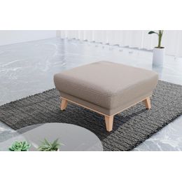 Sit & More Polsterhocker SIT & MORE "Lavida", grau (taupe), B:90cm H:46cm T:90cm, 100% PES, Hocker, Polsterhocker, Mit elegantem Holzrahmen