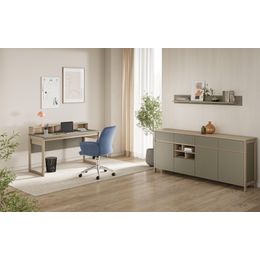 B&uuml;rom&ouml;bel-Set Home Affaire "Stranda im Scandi-Style, Home Office, B&uuml;ro in zwei Farben verf&uuml;gbar", eukalyptus skandi eiche, Holzwerkstoff, Arbeitsm&ouml;bel-Sets, B&uuml;rom&ouml;bel-Set, enth&auml;lt Schreibtisch, Sideboard und Wandboard