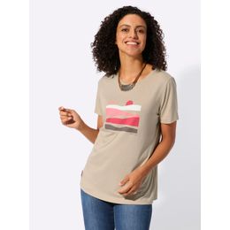 T-Shirt Casual Looks "Kurzarm-Shirt", Damen, Gr. 48, sand, erdbeere, 50% Baumwolle, 50% Modal, bedruckt, gemustert, mehrfarbig, Rundhals, Shirts T-Shirt