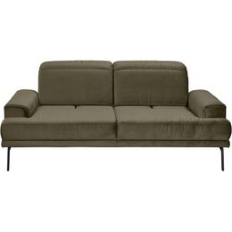 2-Sitzer Musterring "MR 4580", gr&uuml;n (oliv), B:198cm H:79cm T:130cm, 100% Polyester, Sofas, 2-Sitzer, inkl. Kopf- und Sitztiefenverstellung, Fu&szlig; schwarz, B198 x T103 cm