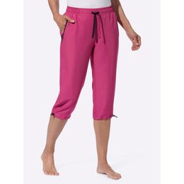 Caprihose, Damen, Gr. 40, Normalgr&ouml;&szlig;en, pink (fuchsia), 100% Polyester, unifarben, knielang, Hosen Caprihose