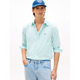 Langarmhemd Tommy Hilfiger "FLEX POPLIN CLASSIC STP Regular Fit", Herren, Gr. S, N-Gr, arctic aqua, stripe, Web, Obermaterial: 100% Baumwolle, regular fit, 1-Knopf-Manschette, Hemden Langarmhemd, gestreift, Button-Down-Kragen