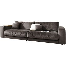 Big-Sofa 3C CANDY "Enisa II", grau (stone), B:290cm H:86cm T:127cm, 100% Polyester, Sofas, Big-Sofa, incl. 1 Flatterkissen, Wahlweise mit Flecken-Schutz-Bezug Easy care