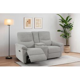 2-Sitzer Home Affaire "ODILON, 2er-Kinosofa, TV-Sessel, Mulitmedia-Sofa, Struktur, USB A/C", grau (hellgrau), B:181cm T:91cm, Sofas, 2-Sitzer, Relaxfunktion manuell u. elektrisch, Getr&auml;nkehalter, Staufach