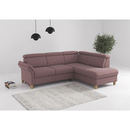 Ecksofa Home Affaire "Glendale, L-Form", aubergine, B:247cm H:84cm T:193cm, 100% Polyester, Sofas, Ecksofa, inkl. Kopfteilverstellung, wahlweise mit Vorziehsitz und Bettkasten