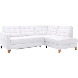 Ecksofa exxpo - SOFA FASHION "Elio, kompakt & bequem, zeitloses Design, Breite 228cm, L-Form", wei&szlig; (alpine wei&szlig;), B:228cm H:84cm T:174cm, Sofas, Ecksofa, wahlweise mit Bettfunktion und Bettkasten