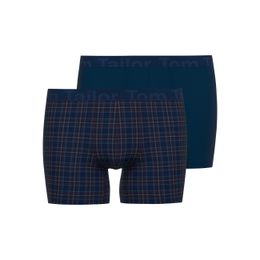 Boxershorts Tom Tailor "Kentucky", Herren, Gr. 5M, blau (blau, mittel, allover), Obermaterial: 95% Baumwolle, 5% Elasthan, eng, Unterhosen Boxershorts, Logobund, basic, bequem, weich, kariert, Baumwollmix