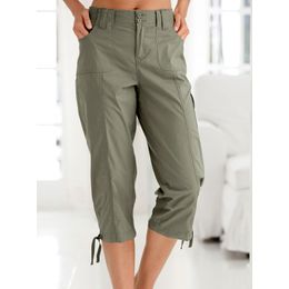 Caprihose Casual Looks, Damen, Gr. 21, Kurzgr&ouml;&szlig;en, gr&uuml;n (hellkhaki), 98% Baumwolle, 2% Elasthan, unifarben, 3/4-L&auml;nge, Hosen Caprihose