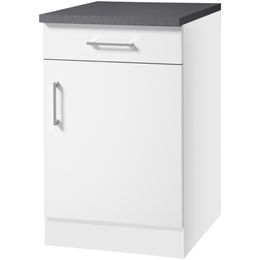Unterschrank KOCHSTATION "KS-Paris", wei&szlig; (wei&szlig;, wei&szlig;), B:50cm H:85cm T:60cm, Schr&auml;nke, Unterschrank, Breite 50 cm