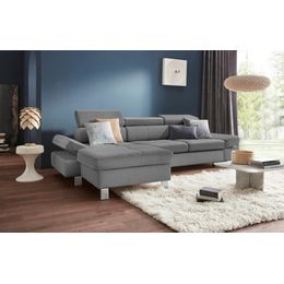 Ecksofa exxpo - SOFA FASHION "Fiji, hochwertige Detailverarbeitung, Breite 292cm, L-Form", grau (grau melange), B:292cm H:98cm T:167cm, Luxus-Kunstleder;Webstoff (100% Polyester);Webvelours (100% Polyester), Sofas, Ecksofa, bequem durch Kopf- und Armteilverstellung, wahlweise mit Bettfunktion