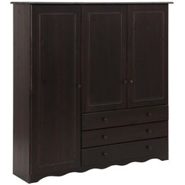 W&auml;scheschrank Home Affaire "Minik", braun (dunkelbraun), B:140cm H:140cm T:35cm, Massivholz, Schr&auml;nke, W&auml;scheschrank, aus sch&ouml;nem massivem Kiefernholz, in unterschiedlichen Farbvarianten