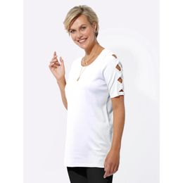 Rundhalsshirt Classic Basics "Longshirt", Damen, Gr. 38, wei&szlig;, 100% Baumwolle, Rundhals, Shirts Rundhalsshirt