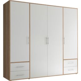 Kleiderschrank Schlafkontor "Valencia", wei&szlig; (sonoma eiche, wei&szlig;), B:206cm H:195cm T:60cm, Melamin, Schr&auml;nke, Kleiderschrank