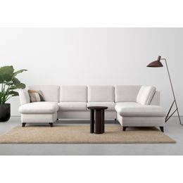Wohnlandschaft Home Affaire "Trelleborg U-Form", silber, B:307cm H:86cm T:213cm, 95% Polyester, 5% Polyamid, Sofas, Wohnlandschaft, wahlweise mit Bettfunktion und Bettkasten, inkl. Federkern-Polsterung
