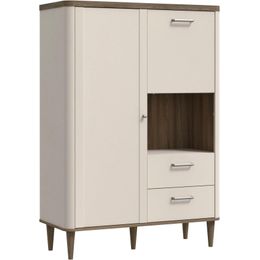 Highboard FORTE "Lacetti", valencia eiche, sand, B:100,1cm H:142,9cm T:41,2cm, Holzwerkstoff, Sideboards, Highboard, B/H/T 100,1/142,9/41,2 cm Echtholzf&uuml;&szlig;e