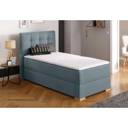 Boxbett Home Affaire "Olivet mit Bettkasten", blau (petrol), B:104cm L:210cm, Komplettbetten, Boxbett, in 4 Farben, 4 Breiten, 2 Matratzenarten, auch in &Uuml;berl&auml;nge 220 cm