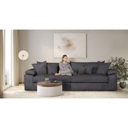 Big-Sofa Home Affaire "Soft&Cosy XXL, B: 303 cm - OTTO. Verl&auml;ssliche Qualit&auml;t.", grau (anthrazit), B:303cm T:123cm, 100% Polyester, Sofas, Big-Sofa, Mega-Sofa, Cord oder Chenille-Struktur, mit Federkern & 4 Zierkissen