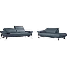 Sofa Egoitaliano "Anais, Design mit hohem Sitzkomfort, Fu&szlig;farbe schattengrau", grau (smoke), Sofas, Leder BULL, Ottomane Armlehne links, Sofa, Set, Kopfteil verstellbar, Leder BULL, smoke