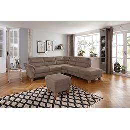 Ecksofa Home Affaire "Soleo L-Form", braun (schoko), B:262cm H:89cm T:235cm, Luxus-Microfaser ALTARA NUBUCK (100% Polyester);Struktur (100% Polyester);Luxus-Microfaser Lederoptik (100% Polyester), Sofas, Ecksofa, komfortabel durch Trapezecke mit Relaxfunktion, auch mit Bettfunktion