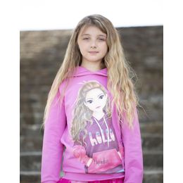 Top Model Kapuzensweatshirt TOPMODEL, M&auml;dchen, Gr. 140, pink (super pink), Sweatware, Obermaterial: 95% Baumwolle, 5% Elasthan, bedruckt, normal, Rundhals, Sweatshirts Kapuzensweatshirt