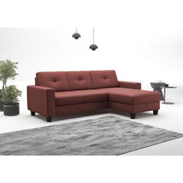 Ecksofa Home Affaire "Varese", merlot, B:239cm H:91cm T:164cm, Sofas, Ecksofa, wahlweise mit Bettfunktion und Bettkasten
