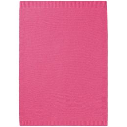 Babydecke Biederlack "Babydecke Wool Knit", rosa (pink), B:75cm L:100cm, Wolle, Wohndecken, Babydecke, 75 x 100, mit kontrastfarbigem Patentrand