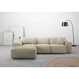 Ecksofa Home Affaire "Glimminge L-Form auch in Breitcord, Feincord + Easy care-Bezug", beige (sand), B:264cm H:71cm T:191cm, 96% Polyester, 4% Polyacryl, Sofas, Ecksofa, Breite 264, Zierkissen