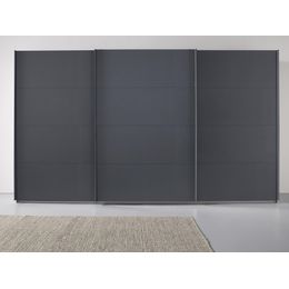 Schwebet&uuml;renschrank Rauch "Kleiderschrank Schrank Garderobe TOPSELLER OTELI inkl. Inneneinteilung", grau (graumetallic), B:360cm H:210cm T:62cm, Holzwerkstoff, Schr&auml;nke, Schwebet&uuml;renschrank, mit 3 Innenschubladen sowie zus&auml;tzlichen Einlegeb&ouml;den MADE IN GERMANY