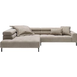 Ecksofa Home Affaire "Claya, L-Form, incl. Kopfteilverstellung, Breite 311 cm", grau (taupe), B:311cm H:71cm T:219cm, 88% Polyester, 12% Polyacryl, Sofas, Ecksofa, ohne elektrischen Sitzvorzug