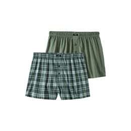 H.I.S. Boxer H.I.S "Boxershorts f&uuml;r Herren", Herren, Gr. XXL, 2 Stk., gr&uuml;n (salbei, karo), Obermaterial: 100% Baumwolle, kariert, unifarben, k&ouml;rpernah, Unterhosen Boxer, in weiter Passform, Topseller