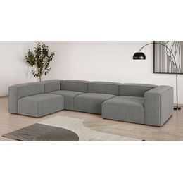 Wohnlandschaft OTTO HOME "HAILY U-Form mit Ottomane links/rechts, Ma&szlig;e B/T/H: 360/200/72 cm", grau (dunkelgrau), B:360cm H:72cm T:200cm, 100% Polyester, Sofas, Wohnlandschaft, als Modul oder separat verwendbar, f&uuml;r individuelle Zusammenstellung