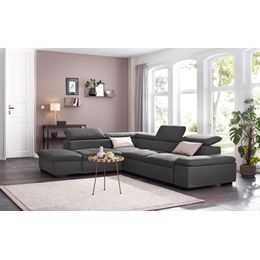 Ecksofa Home Affaire "Alberto L-Form", grau (anthrazit), B:272cm H:73cm T:226cm, 100% Polyester;Luxus-Microfaser weich (9)0% Polyester / 10% Polyamid;Luxus-Microfaser Vintageoptik (100% Polyester);Microfaser Antiklederoptik (100% Polyester), Sofas, Ecksofa, mit Kopfteilverstellung, wahlweise mit Bettfunktion